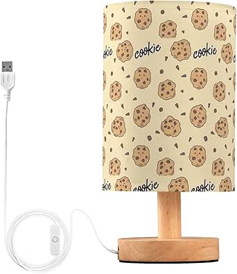 KUEJOP Chocolate Cookies Theme Bedside Table Lamp for Bedroom, USB ...