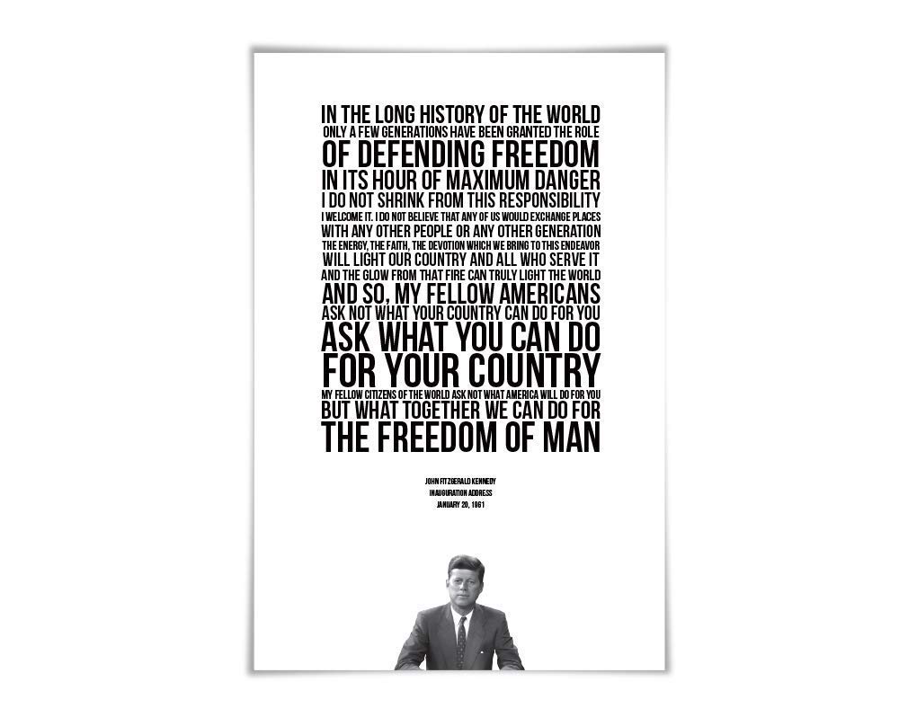 Amazon.com: John Fitzgerald Kennedy Inauguration Speech. 8 Sizes. JFK ...