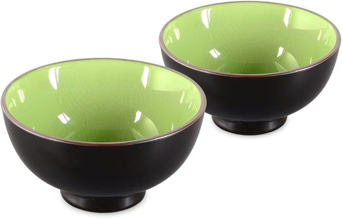 Matcha Schalen Set 2-teilig, je 250ml Craquelé-Muster sommergrün, Original Aricola® : Amazon.de ...