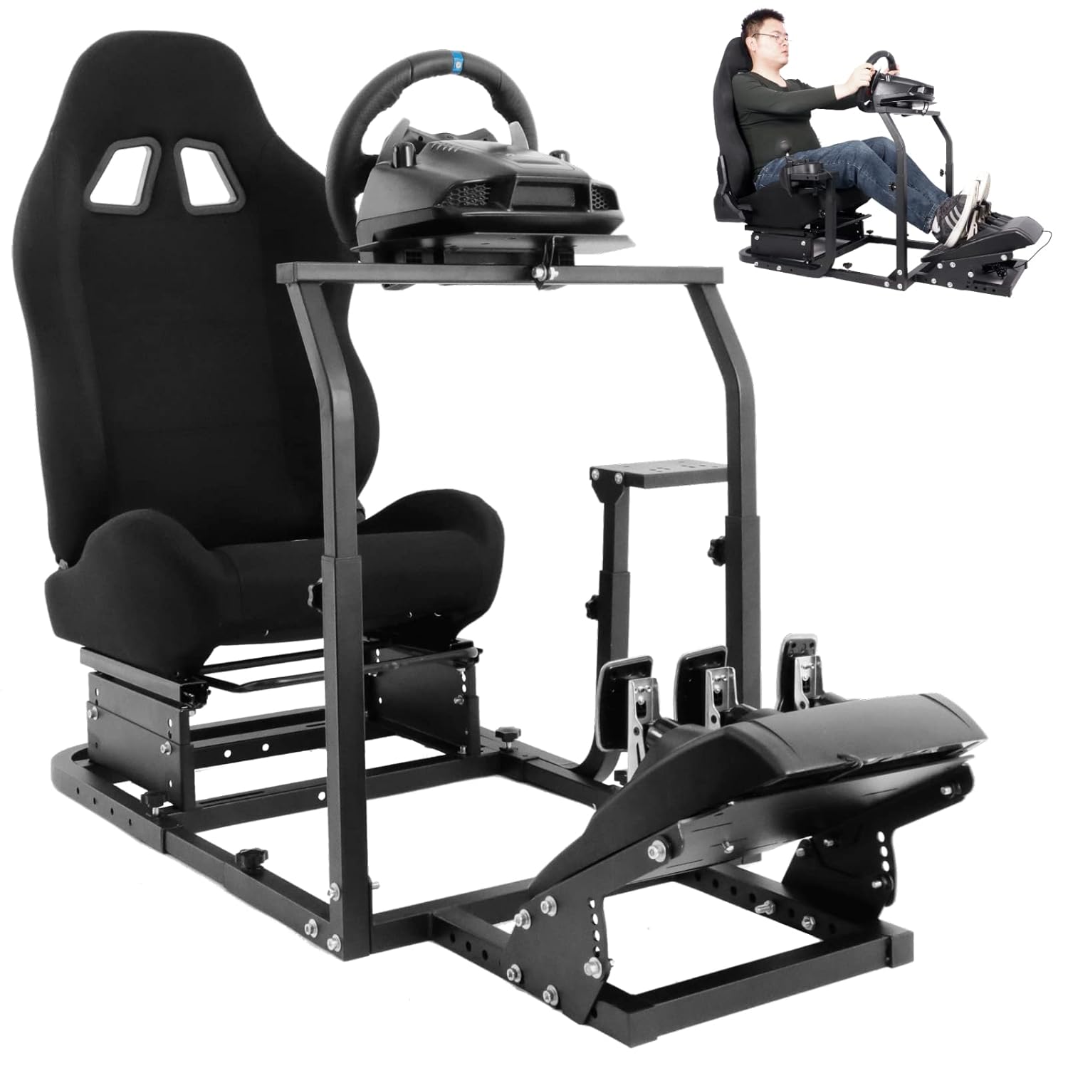 Buy Dardoo Simulator Driving Cockpit Stand Adjustable Black Seat Fits ...