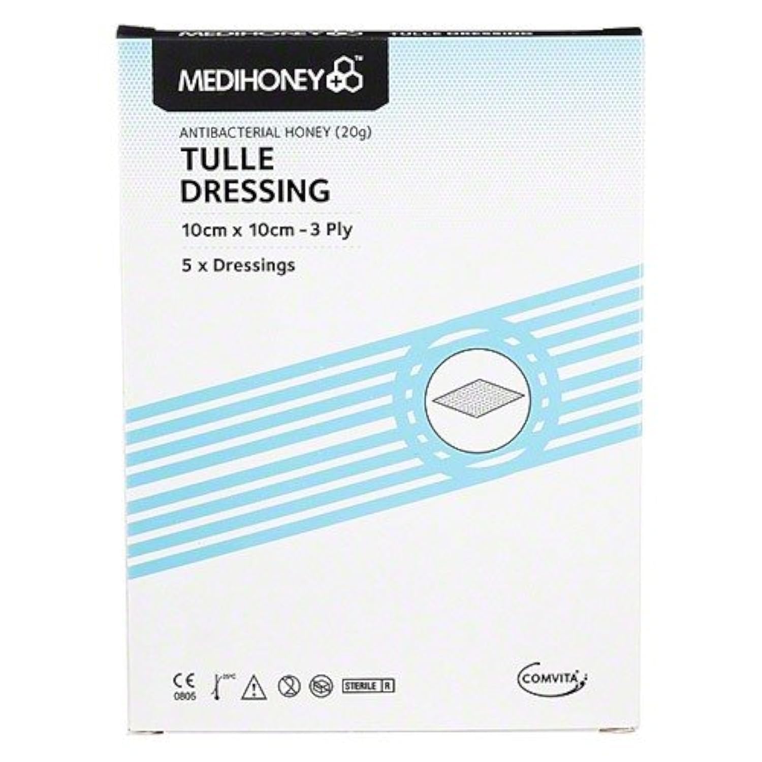 Medihoney Antibacterial Tulle Square Dressing, 10 x 10 cm : Amazon.co ...