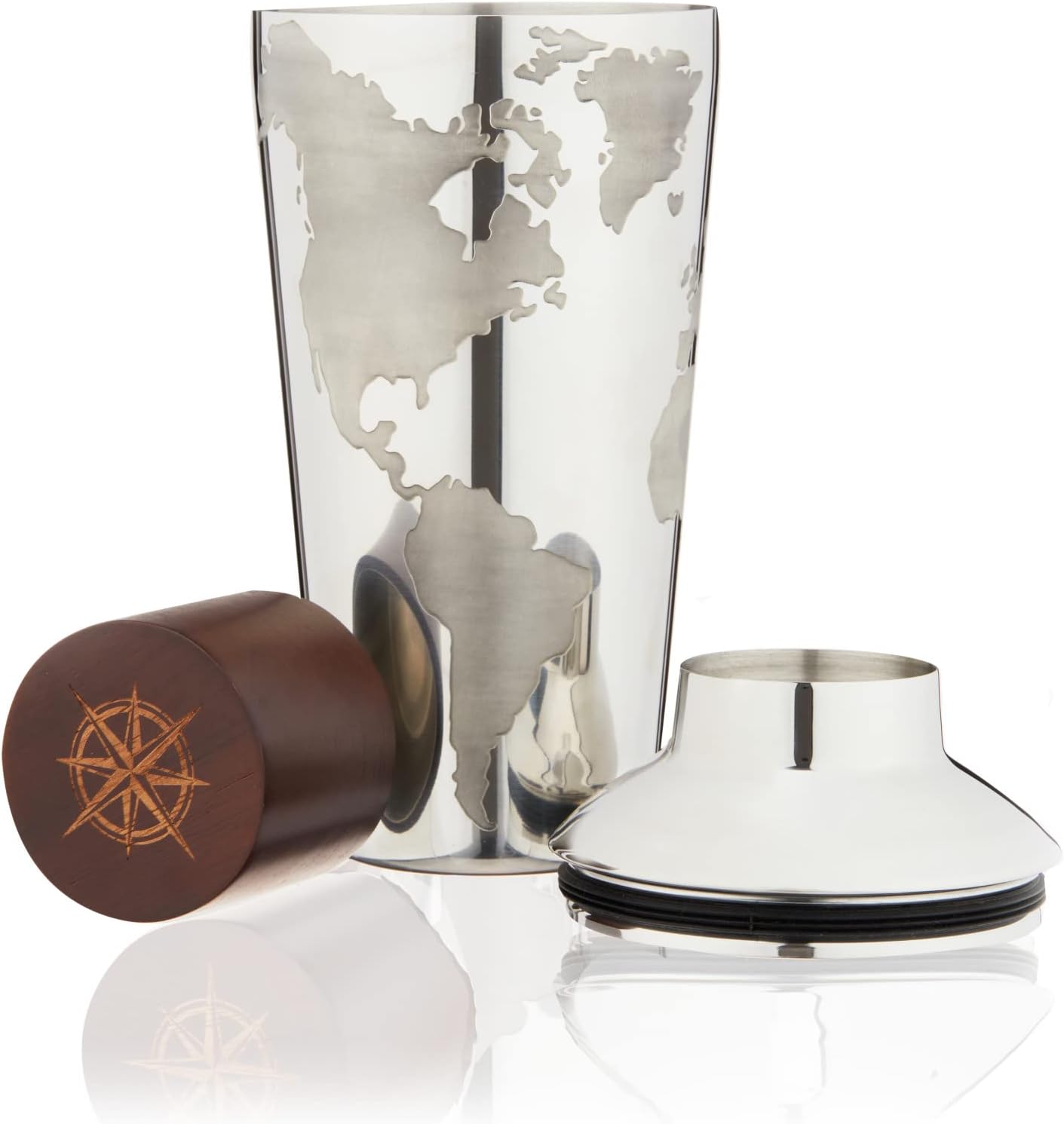 Viski Mezcladores de acero inoxidable grabados con mapa y brújula, para ...