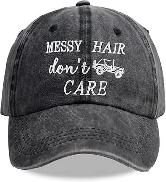 Messy Hair Don’t Care Hats for Women, Adjustable Embroidered Cotton Hot ...