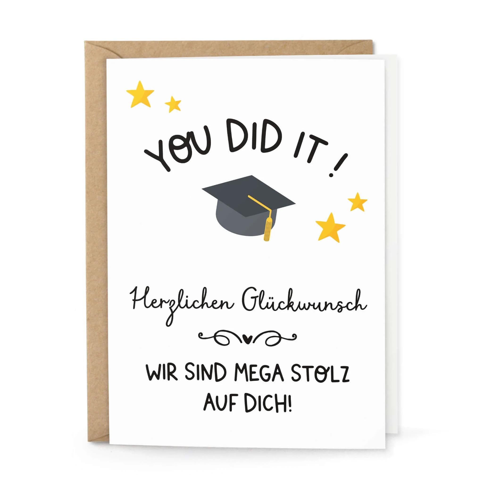 Karte YOU DID IT ! Glückwunschkarte mit Briefumschlag - Klappkarte zum Gratulieren : Amazon.de ...