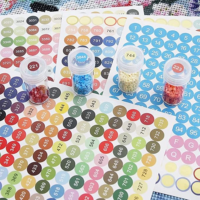 FIYO Color Number Stickers,447 Labels for Multi Colors Apply to Diamond ...