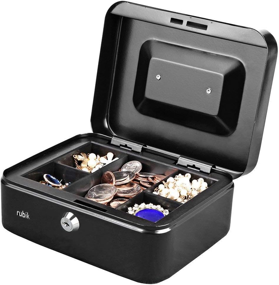 Rubik Medium Cash Box Steel Register with Tray and Lock Durable ...