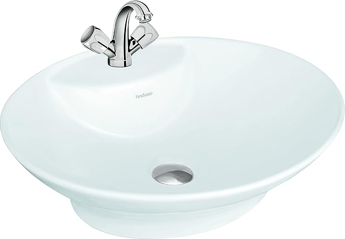 Hindware Evita Table Top Wash Basin - Oval Design - Star White : Amazon ...