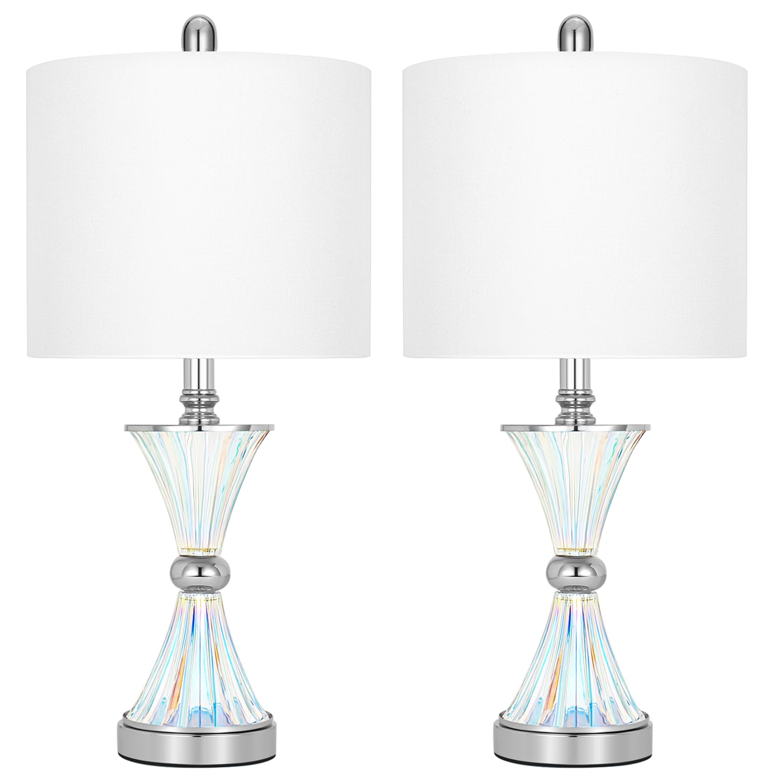 TPAMSWO Crystal Glass Table Lamps Set of 2, Modern 24.5”High Crystal ...
