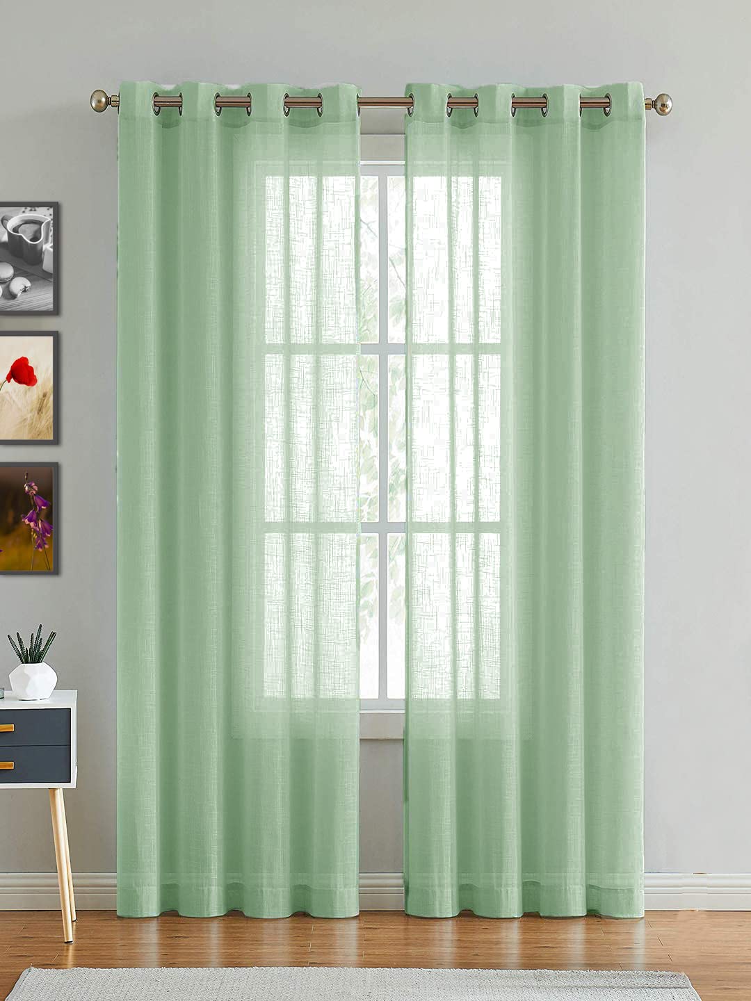 Buy Homemonde 6 Feet Curtain Window - Cotton Solid Sheer Transparent ...