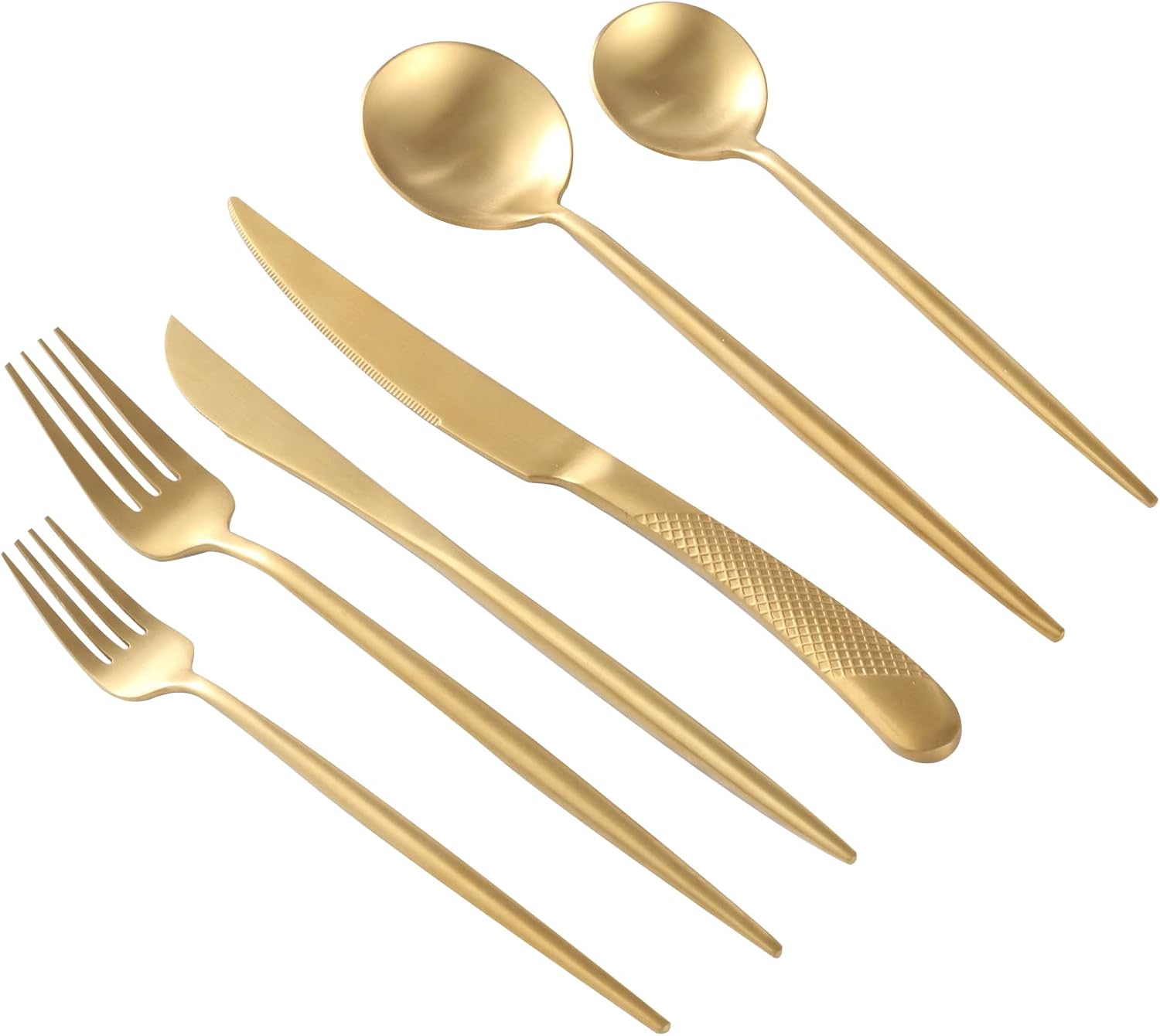 Amazon.com | Gold Utensils Set, Matte Gold Flatware Set Service for 1 ...