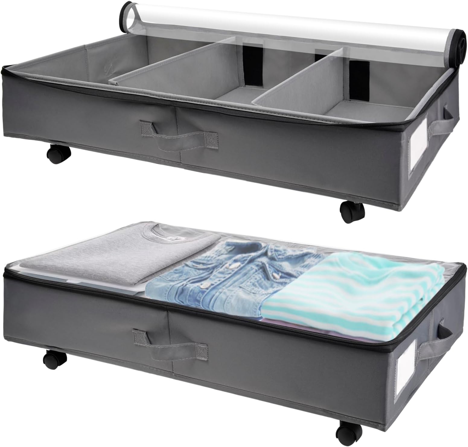 Amazon.com: Under Bed Storage Containers with Wheels, Large Underbed ...