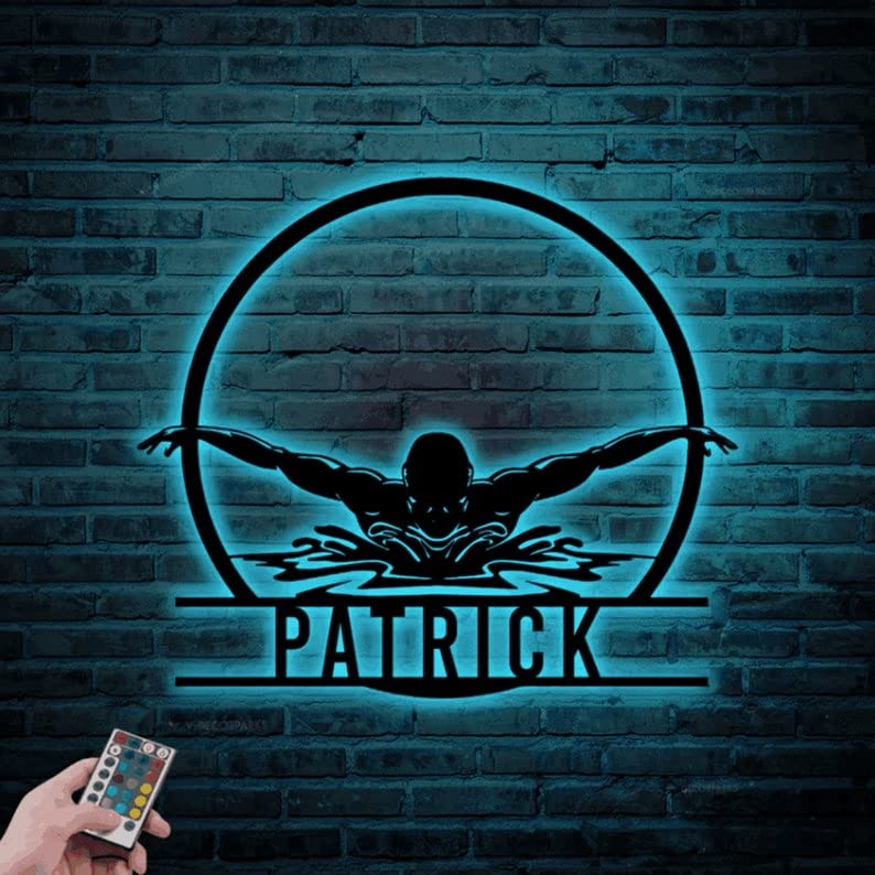 Amazon.com: POLOMANOR Custom Man Swimmer Metal Sign Led Lights ...