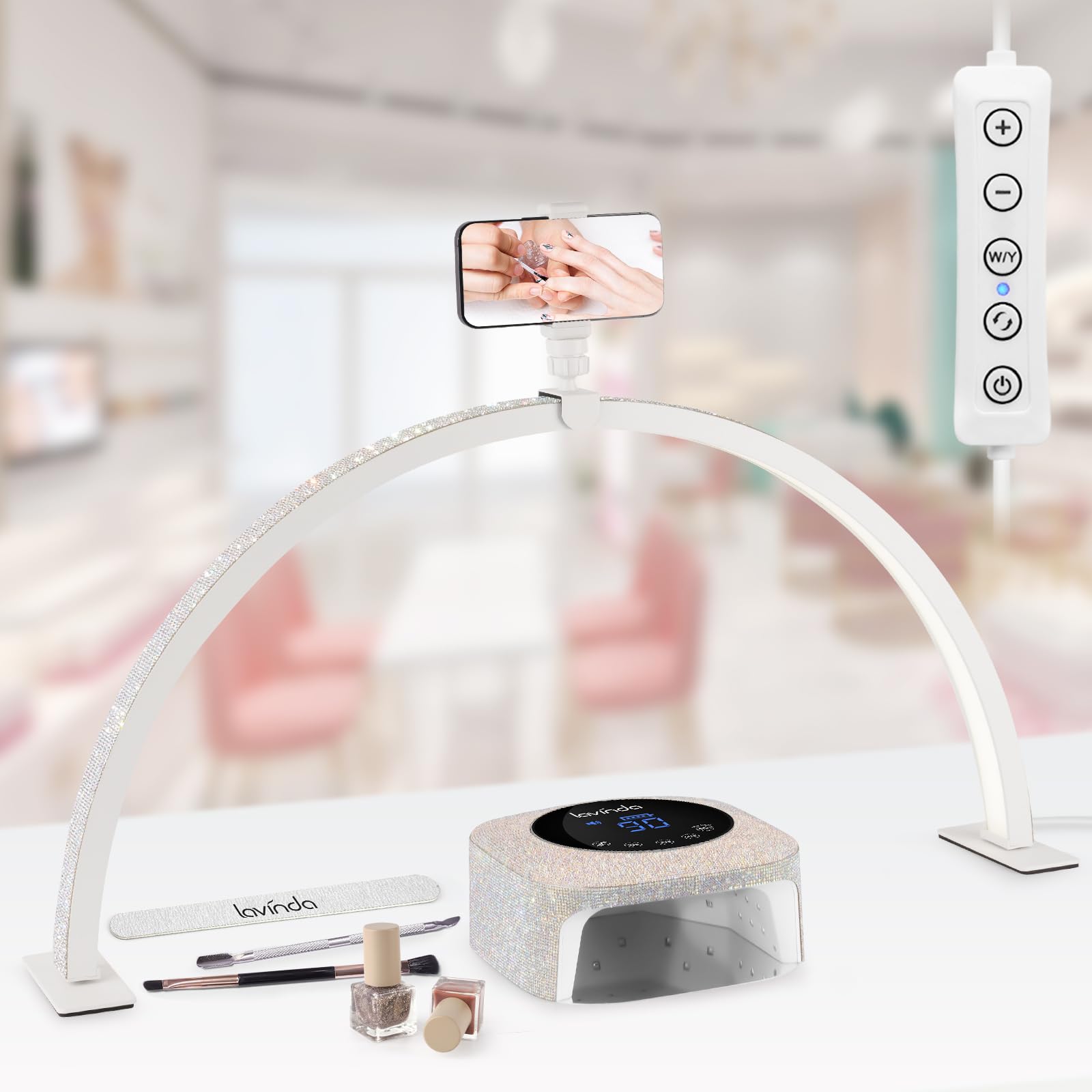 Amazon.com: Lavinda 29.5'' Half Moon Light for Nail Desk, Dimmable ...