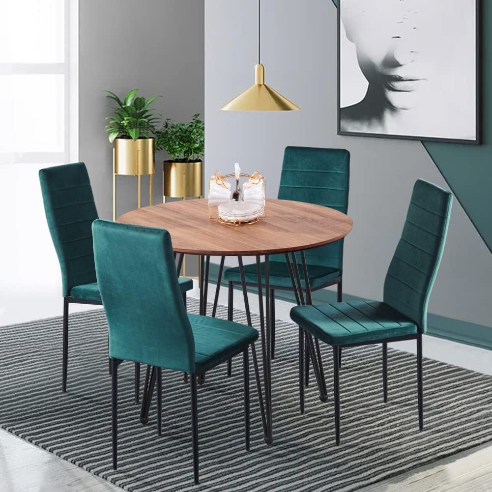 GOLDFAN Round Dining Table and Chairs Set 4 Small 80cm Kitchen Table ...