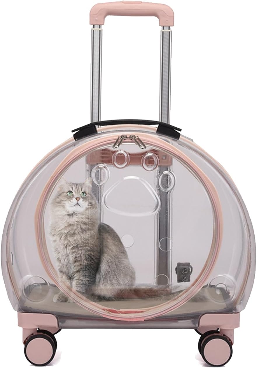 Amazon.com : ZLXHDL Cat Carrier with Wheels, Breathable & Transparent ...