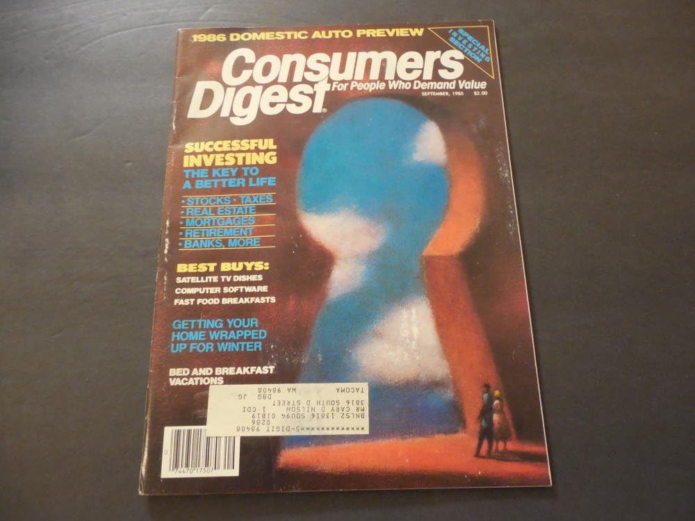 Consumers Digest Sep 1985 Successful Investing (No, Seriously); TV at ...