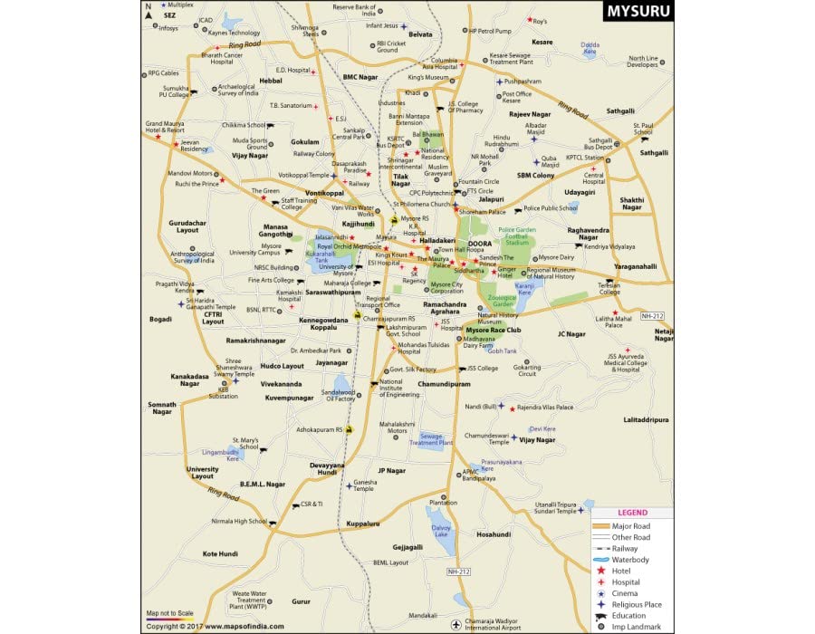 Mysuru (Mysore) City Map (48 Width) : Amazon.in: Office Products