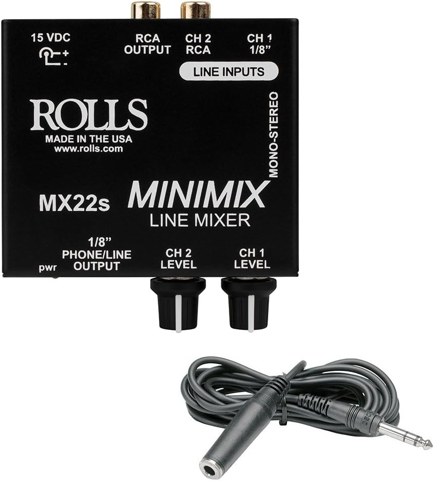 Amazon.com: Rolls MX51S Mini Mix 2 Four-Channel Stereo Line Mixer Black ...