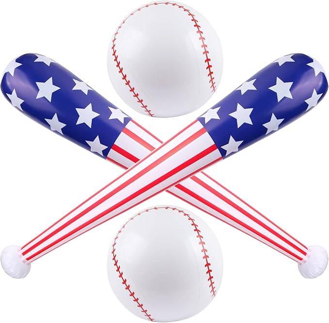 Amazon.com: 4 Pcs American Flag Inflatable Baseball and Baseball Bat ...