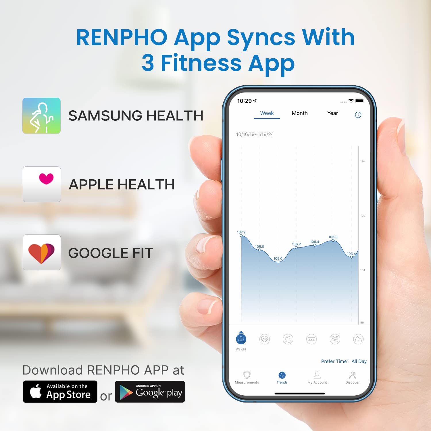 RENPHO Scale for Body Weight, Smart Wi-Fi Bluetooth Digital Bathroom ...