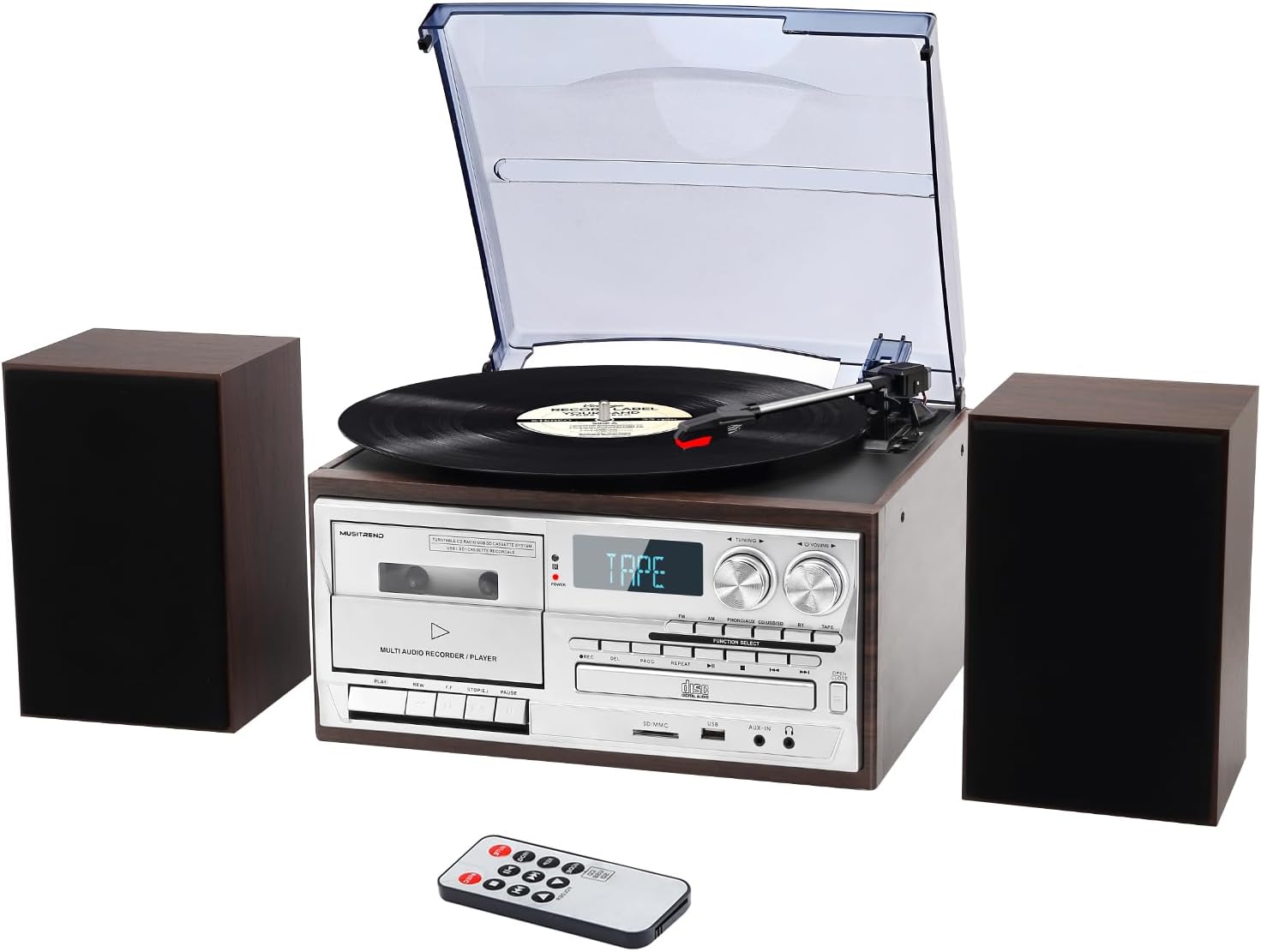 Amazon.com: Boytone BT-22M, Bluetooth Record Player Turntable, AM/FM ...