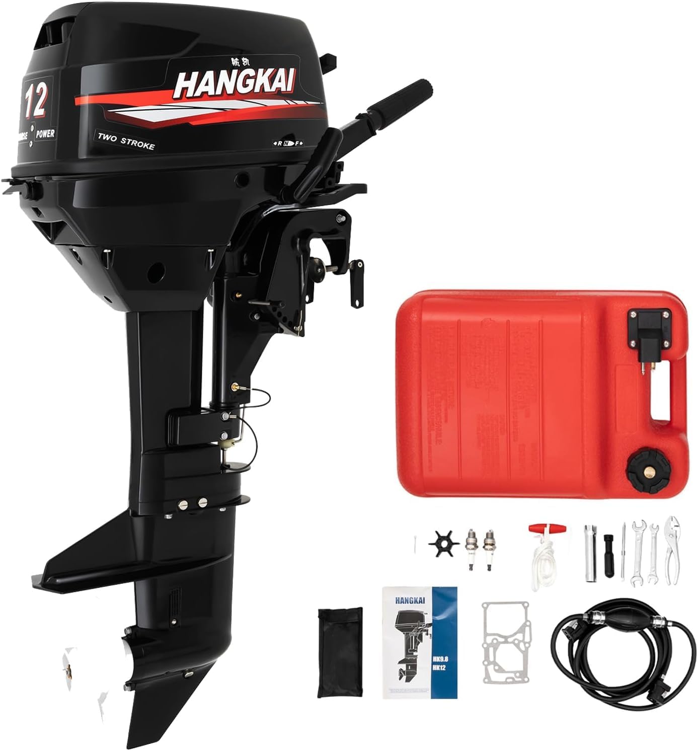 Amazon.com: 12 HP Outboard Motor, 169cc 2 Stroke Fishing Boat Engine Water Cooled Gasoline Short ...