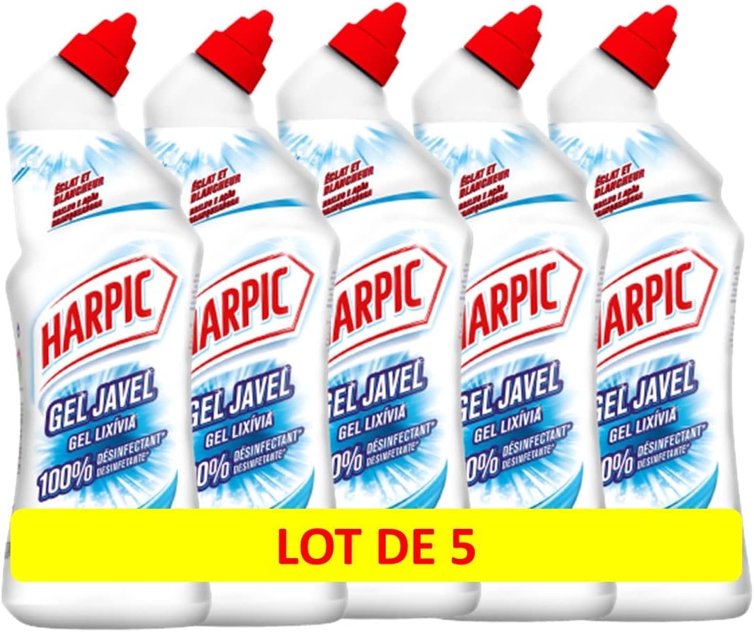 HARPIC Gel WC Javel 750 ml (Lot de 5, Eclat et Blancheur) : Amazon.fr: Epicerie