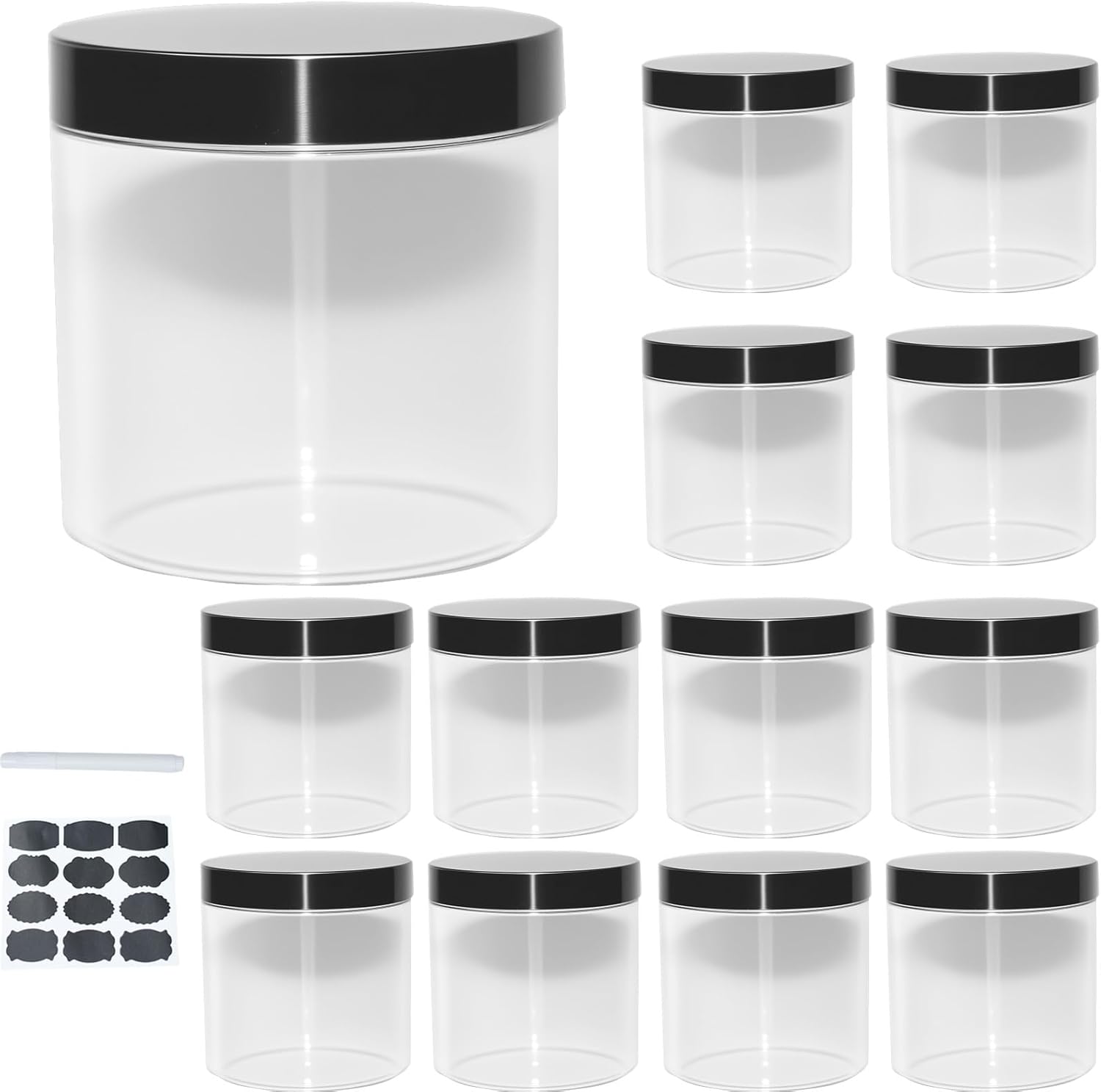 Amazon.com: Jninexiu 12Pcs 16oz Plastic Jars with Lids, Plastic ...