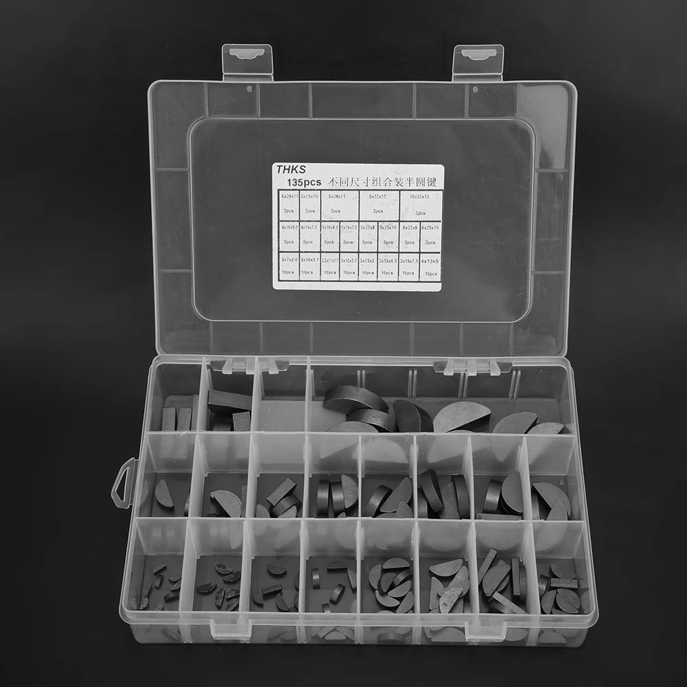 Woodruff Keys Assortment kit, 135Pcs Woodruff Key Half Moon Gear Shaft ...