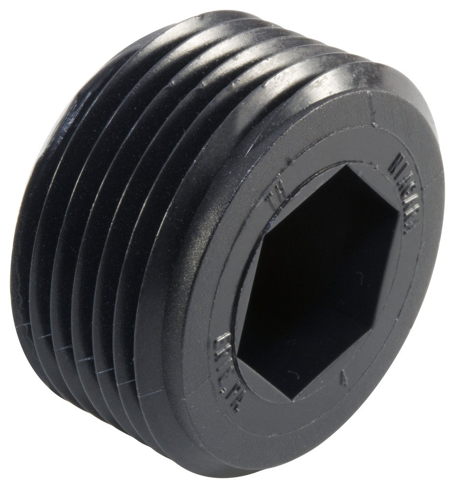 Caplugs Plastic Hex Socket Threaded Plug. TH-3, HDPE, to Plug Thread ...