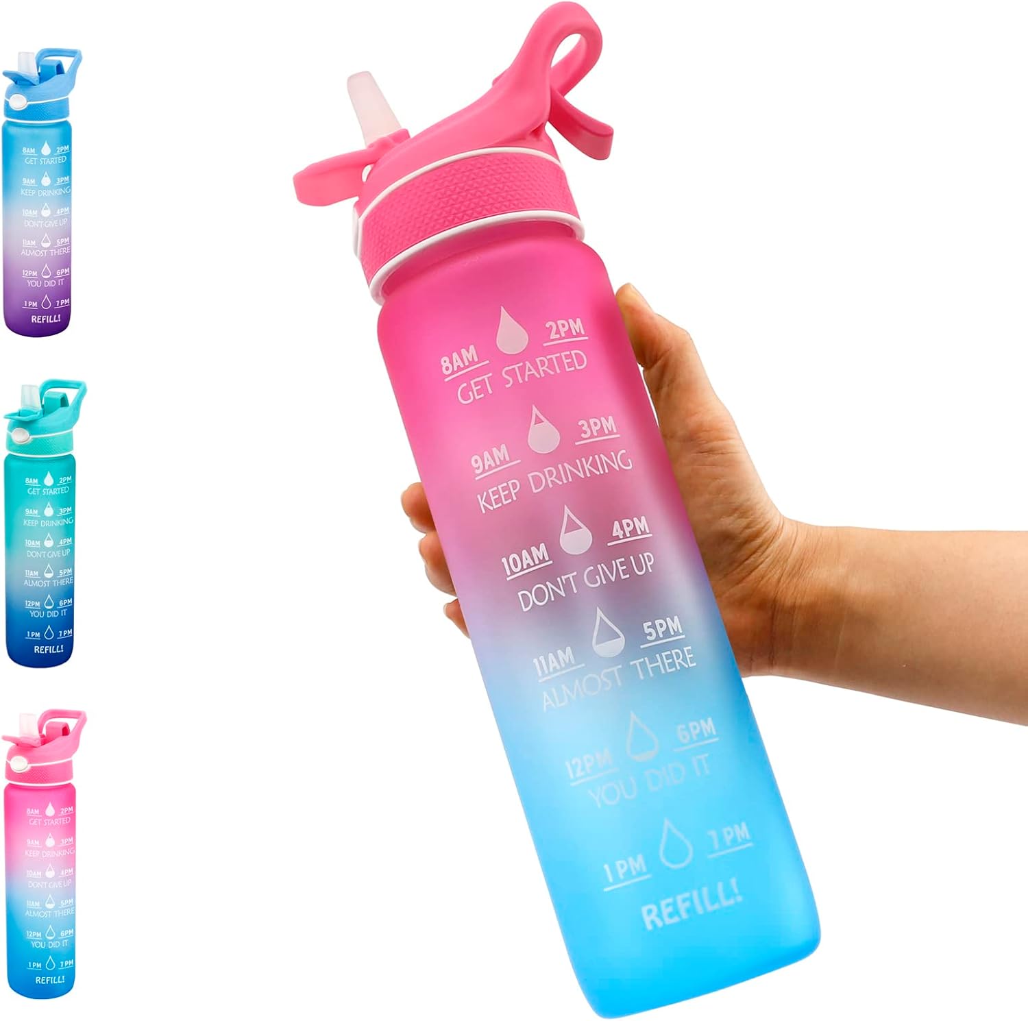 Amazon.com: 2-in-1 Sports Water Bottle with Cooling Spray and Straw ...