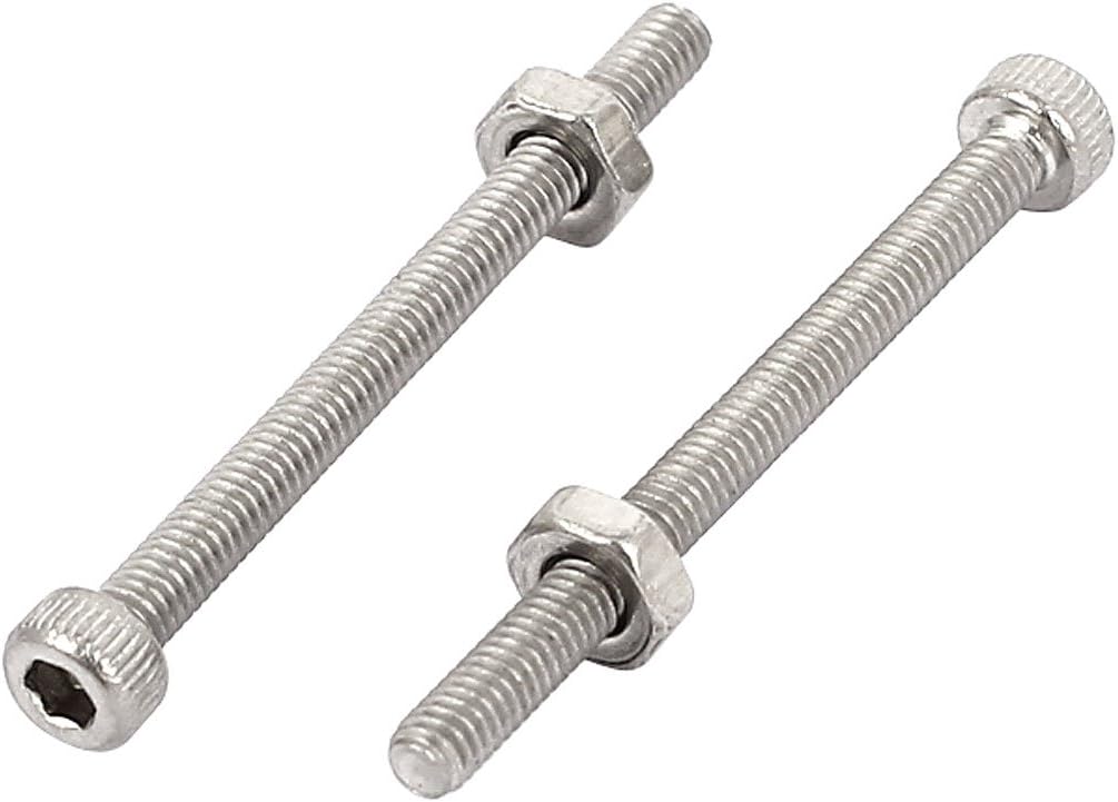 sourcingmap M2.5x30mm Hex Socket Head Knurled Cap Screws Bolts Nuts Set ...