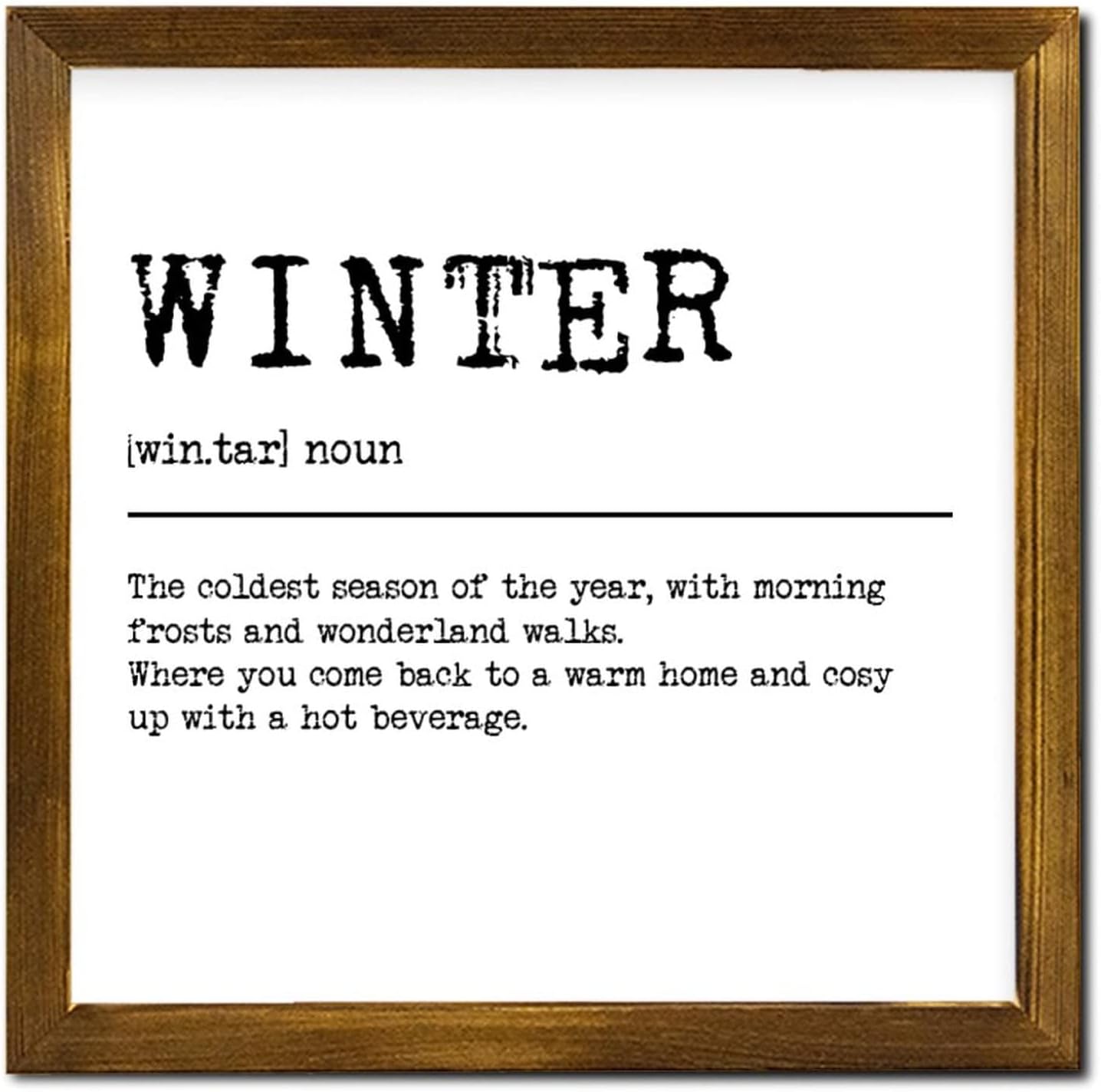 Amazon.com: Winter Definition Typography Wood Framed Wall Signs Winter ...