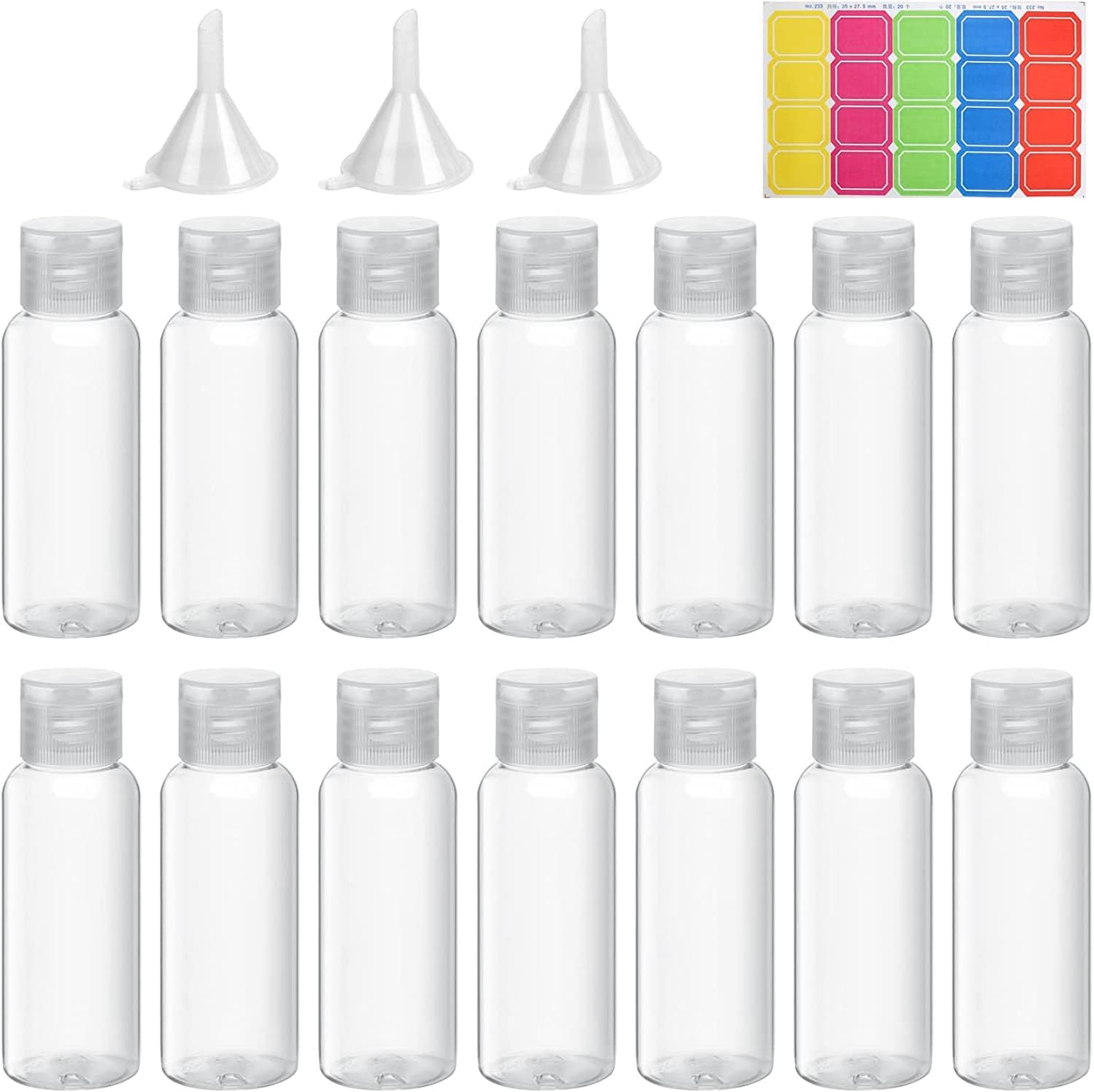 14 Pcs 50ml Plastic Bottles, Refillable Transparent Liquid Containers ...