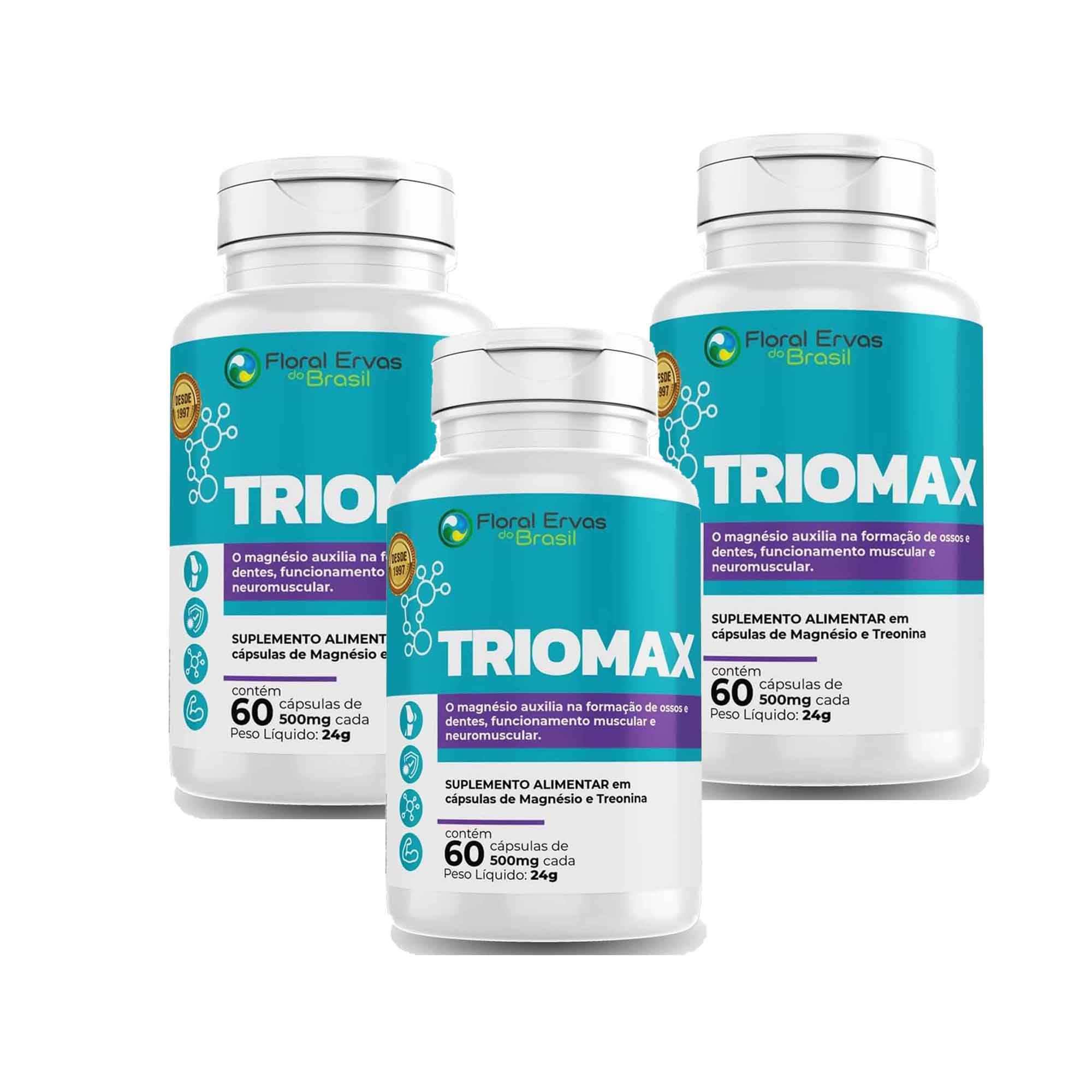 Triomax Treonato 3x 60 Cáp Magnésio Dimalato Cloreto Quelato | Amazon ...