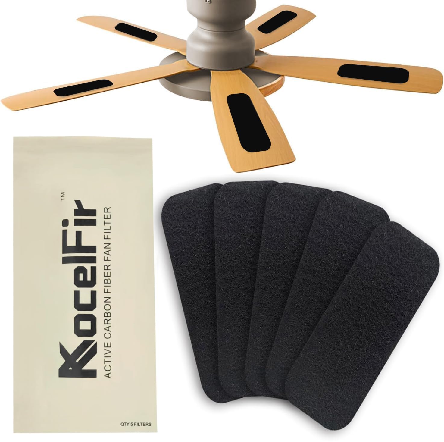 Snapklik.com : Ceiling Fan Filters For Blades, 5-Pack Activated Coconut ...