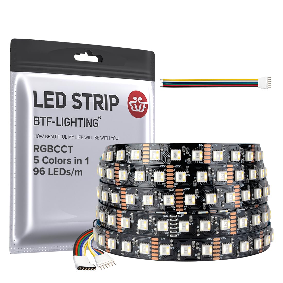 Amazon.com: BTF-LIGHTING RGBCCT 5 Colors in 1 LED 5050SMD RGBWW RGB ...