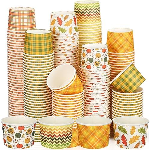 Amazon.com: Zhehao 300 Pcs 8 oz Autumn Paper Bowls Disposable ...