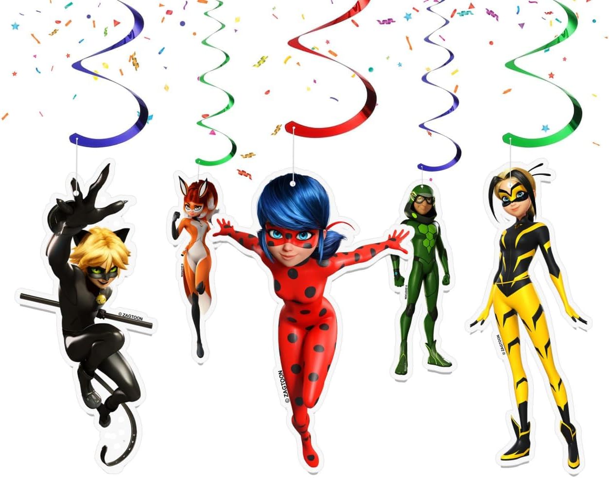 Amazon.com: 10 Pcs Miraculous Ladybug Streamers - Spotty Red and Black ...