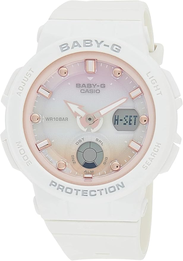 CASIO Women's Baby-G Duo Quartz Analog Digital Watch, Pink Dial, White ...
