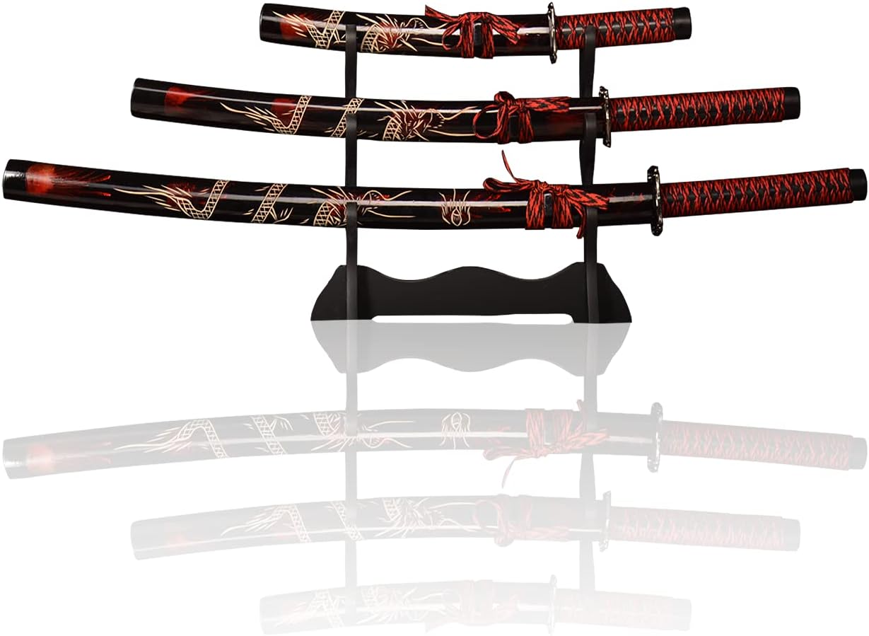 Amazon.com : x-Asesino 3Pcs Japanese Traditional Katana Sword Set, Full ...