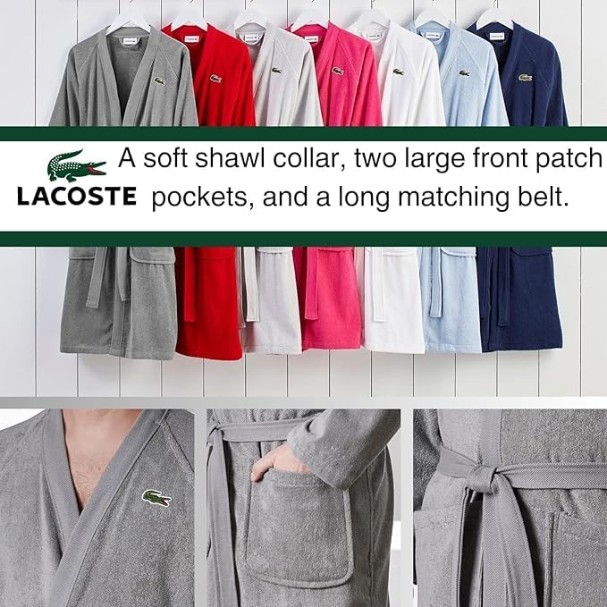 Snapklik.com : Lacoste Classic Pique 100% Cotton Bath Robe For Men & Women