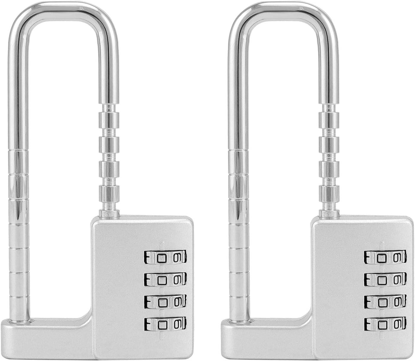 QWORK 4 Digit Combination Padlock with Long Shackle, 2 Pack 3/8 ...