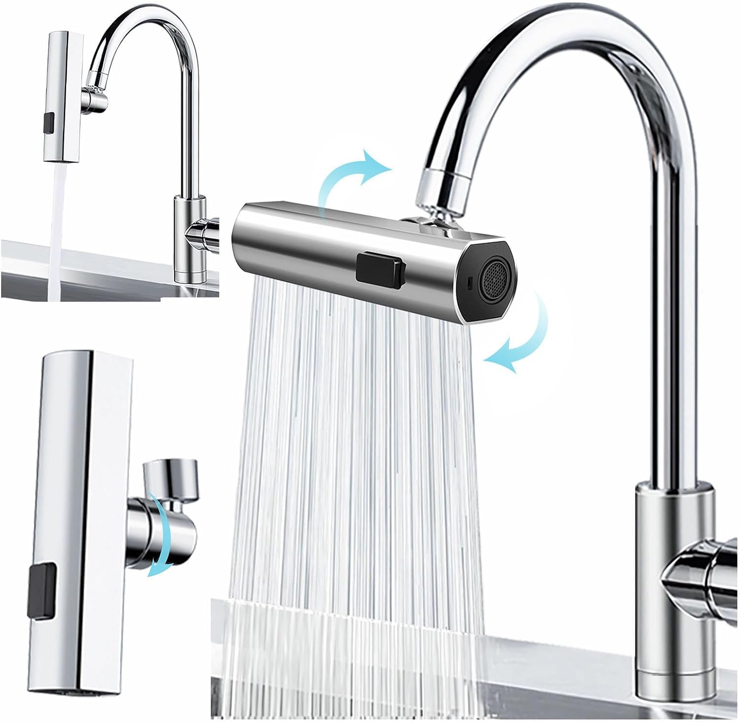 Bloderetu 3 in 1 360° Waterfall Kitchen Faucet, Touch Kitchen Faucets ...