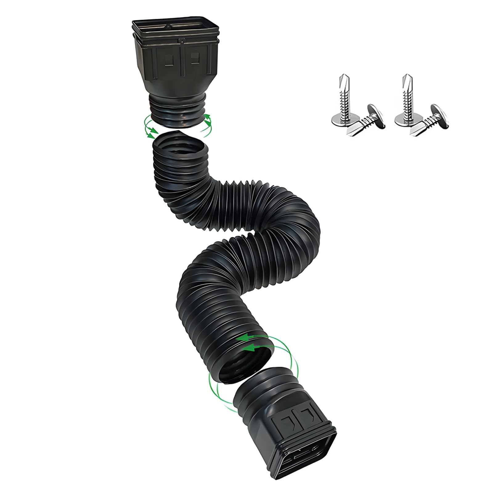 PE Flexible Downpipe, Black Rain Gutter Drain Extension, 21" to 60 ...