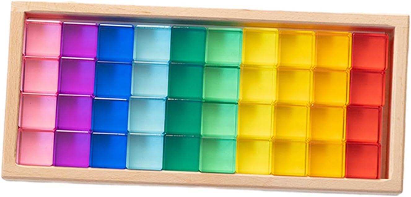 EHJRE Stacking Game Rainbow Acrylic Gemstone Dice, Rainbow GEM Cube ...