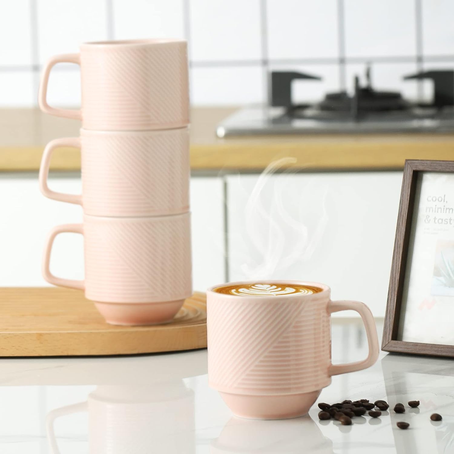 Amazon.com: Adewnest Stackable Coffee Mug Set: 4 Pcs 13 oz Large ...