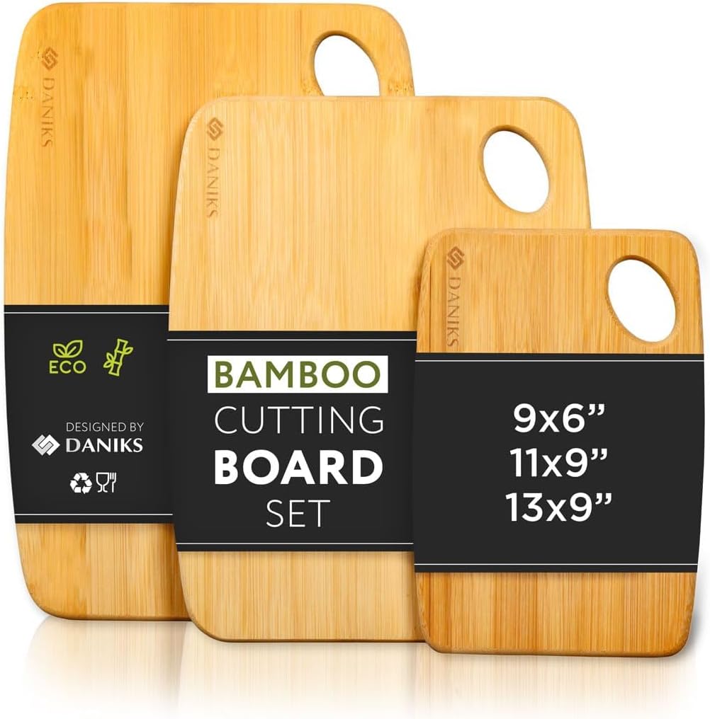 Amazon.com: 10 Pieces Bamboo Cutting Boards Set Bamboo Chopping Board Bulk Wooden Cutting Boards ...