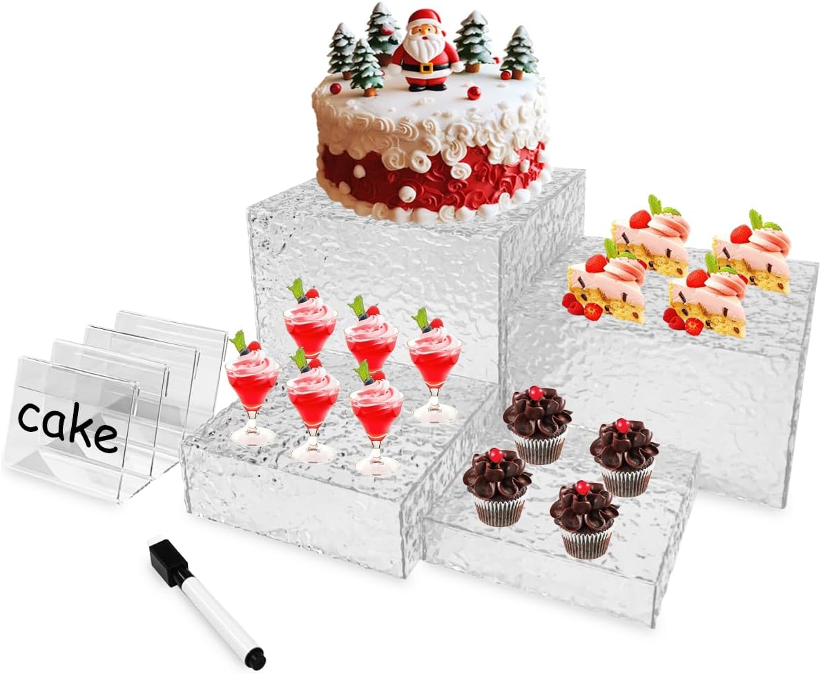 Amazon.com: KriToy 4PCS Buffet Risers with Signs & Markers, Acrylic ...