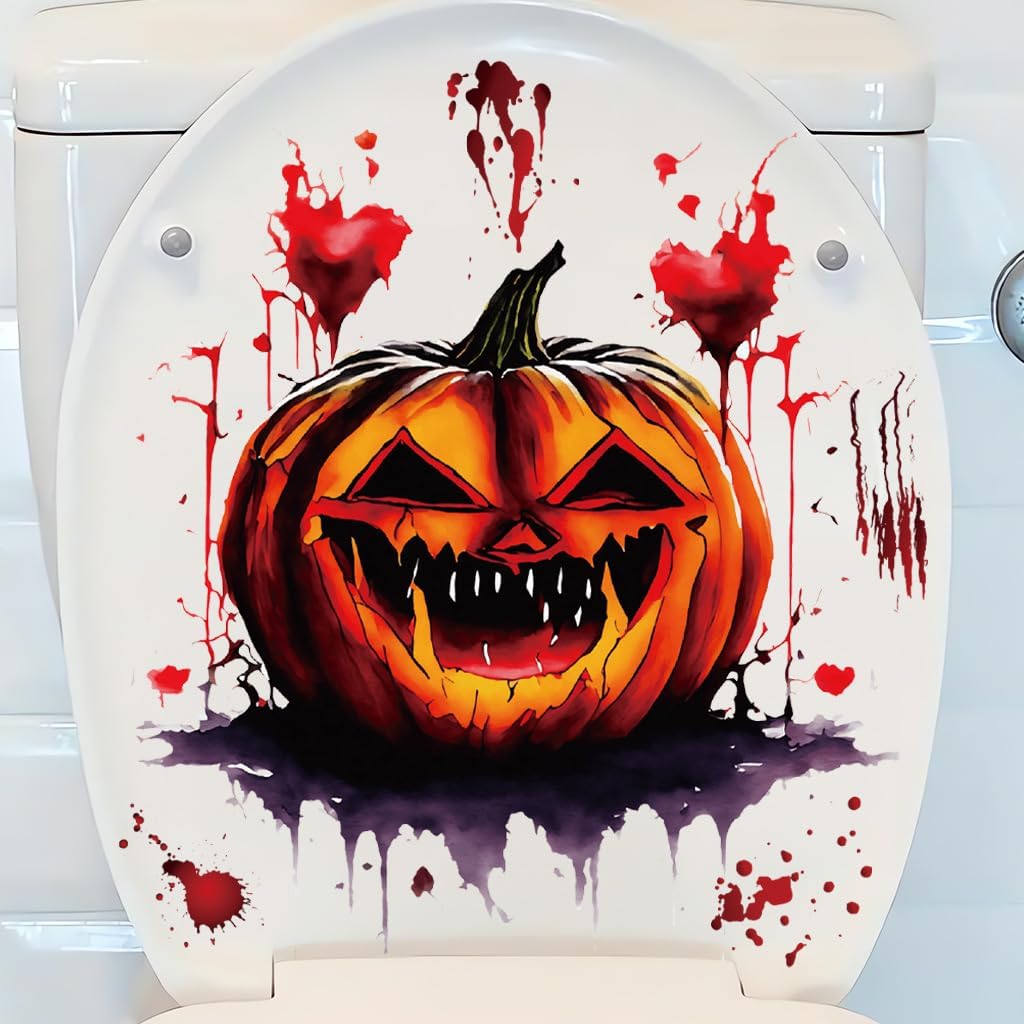Amazon.com: Halloween Toilet Lid Stickers,2 Sheets Horror Bloody Skull ...